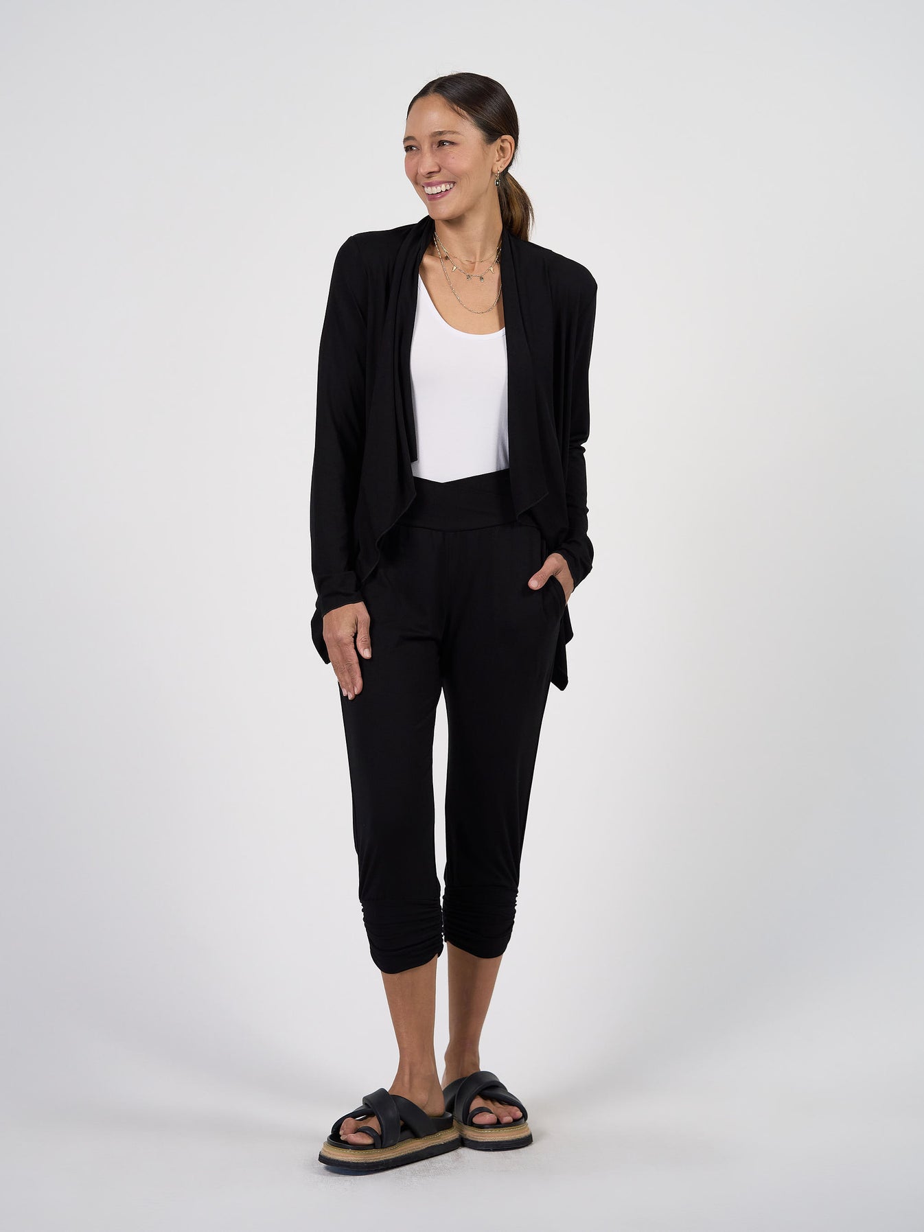 Black Bamboo Waterfall Jacket | Lou Lou Australia