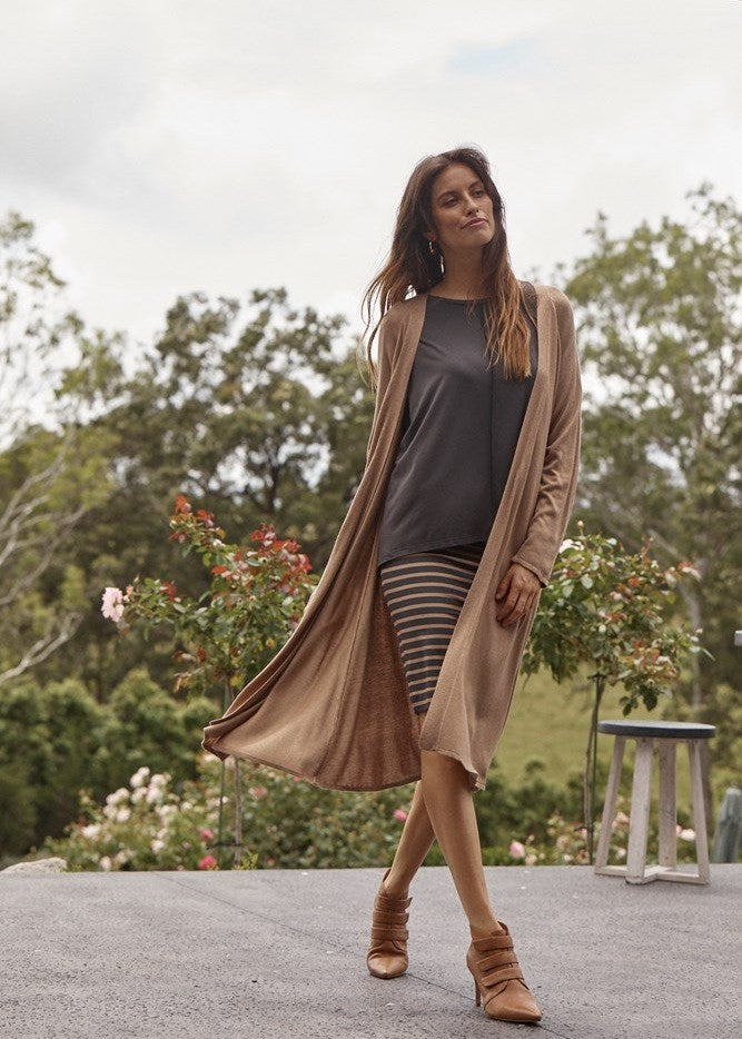 Quatro Cashmere/Bamboo Duster Jacket in Nougat | Lou Lou AU – Lou Lou ...