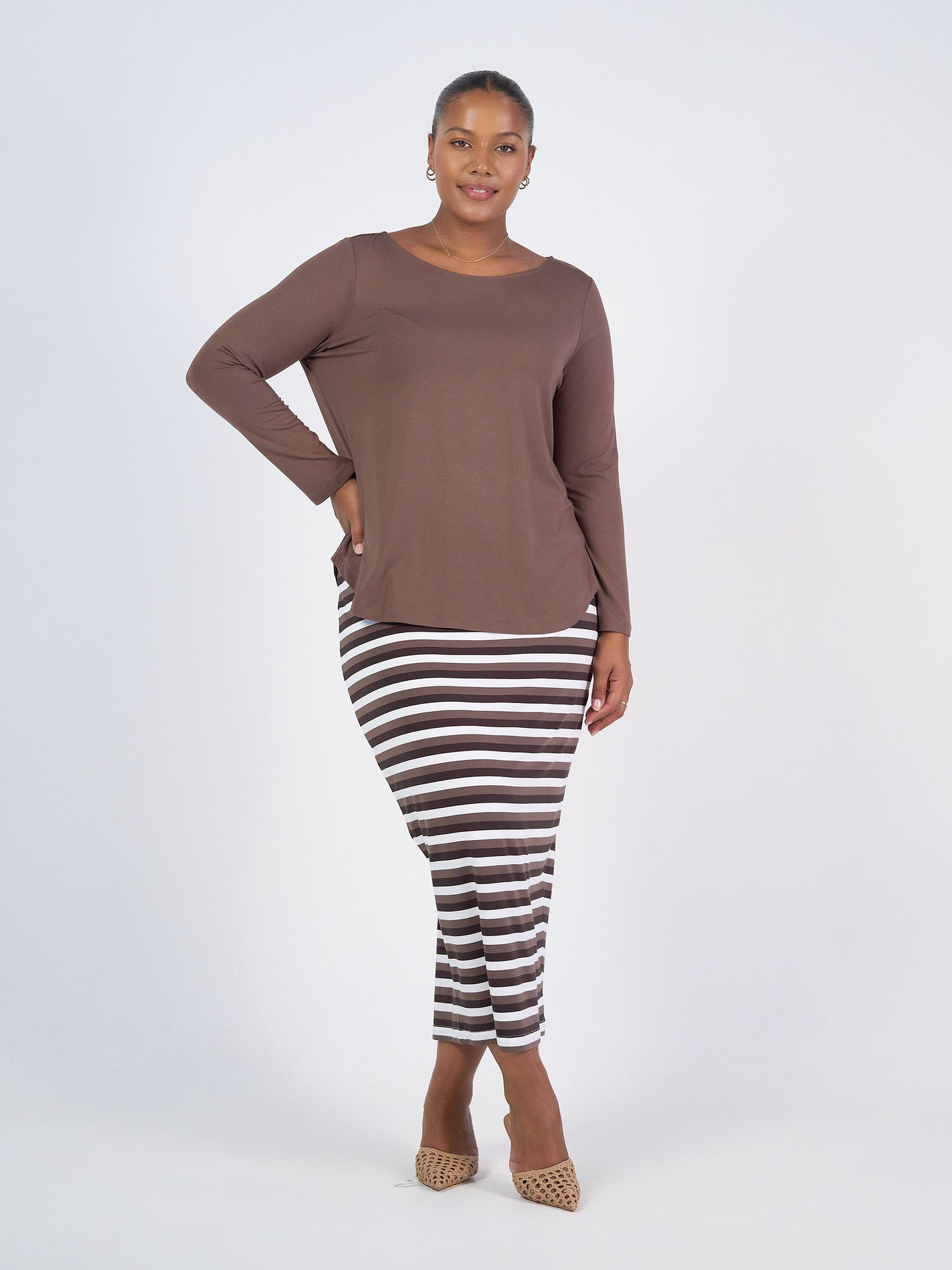 The Whitney Maxi Tube Skirt in Brown Stripe | Lou Lou AU – Lou Lou ...